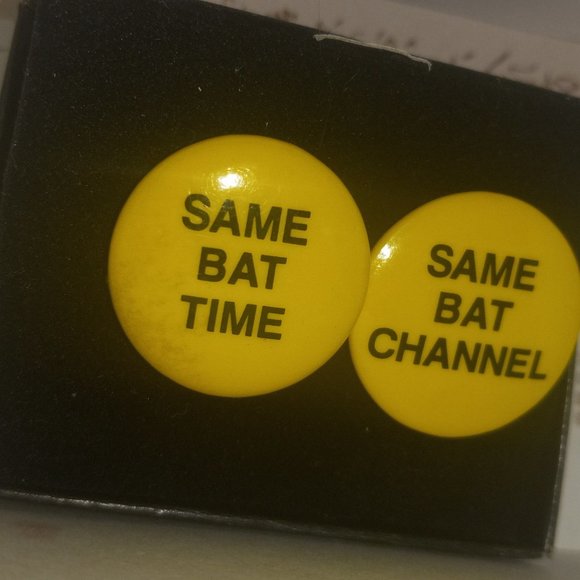 Vintage | Jewelry | Vintage Batman Robin Same Bat Time Same Bat Channel Pin Button Earrings ...
